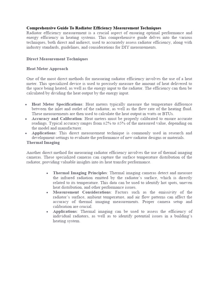 Radiator Efficiency Measurement Techniques | PDF | Thermography | Heat