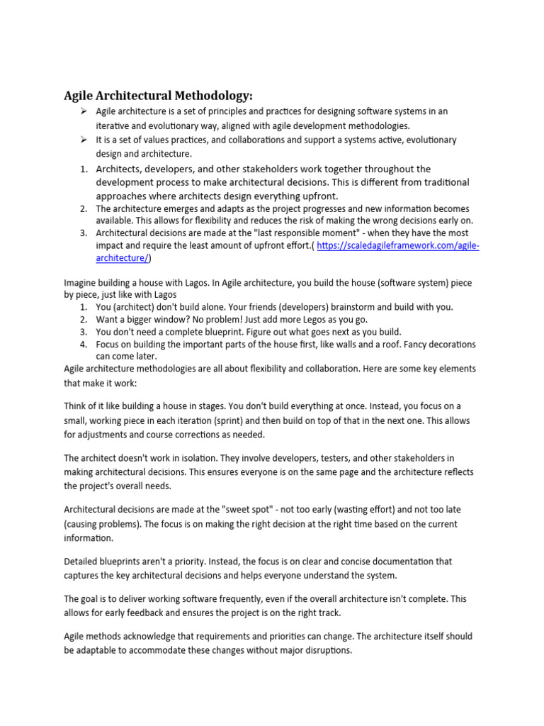 Agile Architectural Methodology | PDF | Agile Software Development | Software Development Process