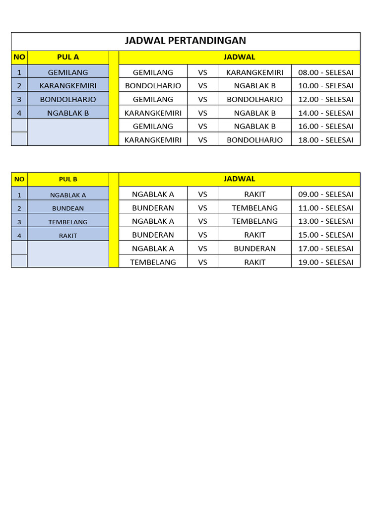 Jadwal Bola Voli | PDF