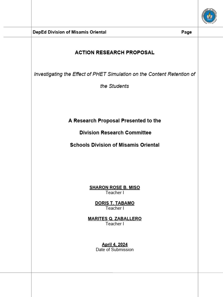 Action Research Proposal PDF | PDF | Simulation | Cognition