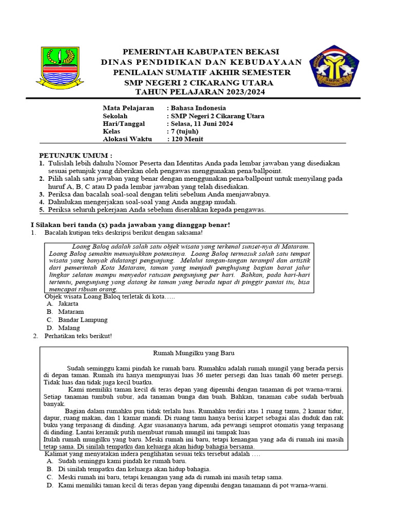 Soal Kls 7 Psat Genap 2024 | PDF