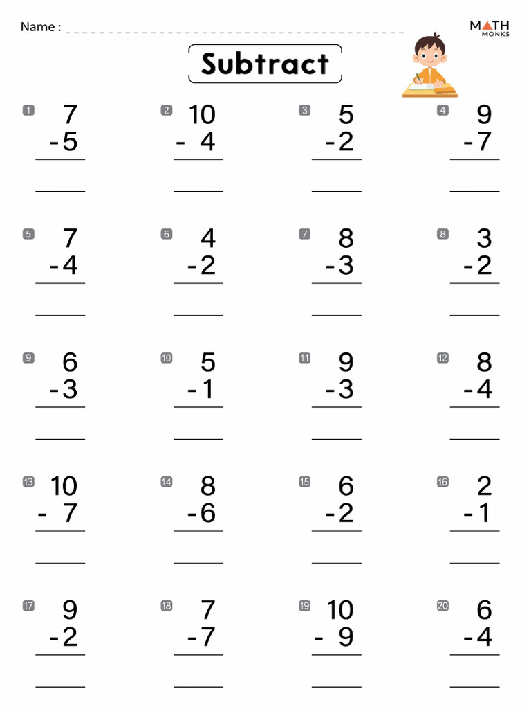 1st Grade Subtraction Worksheet | PDF