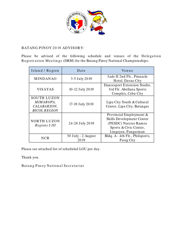 BP2019 National Championships DRM | PDF | Southeast Asia | Philippines