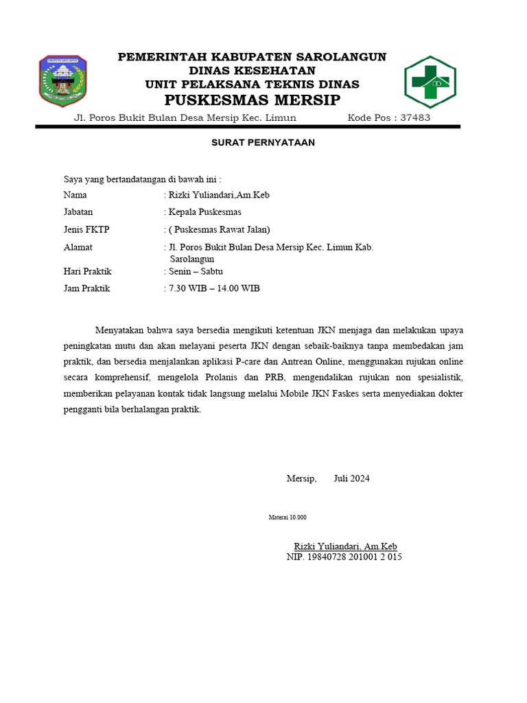 Surat Permohonan Perpanjangan Kerjasama Bpjs | PDF