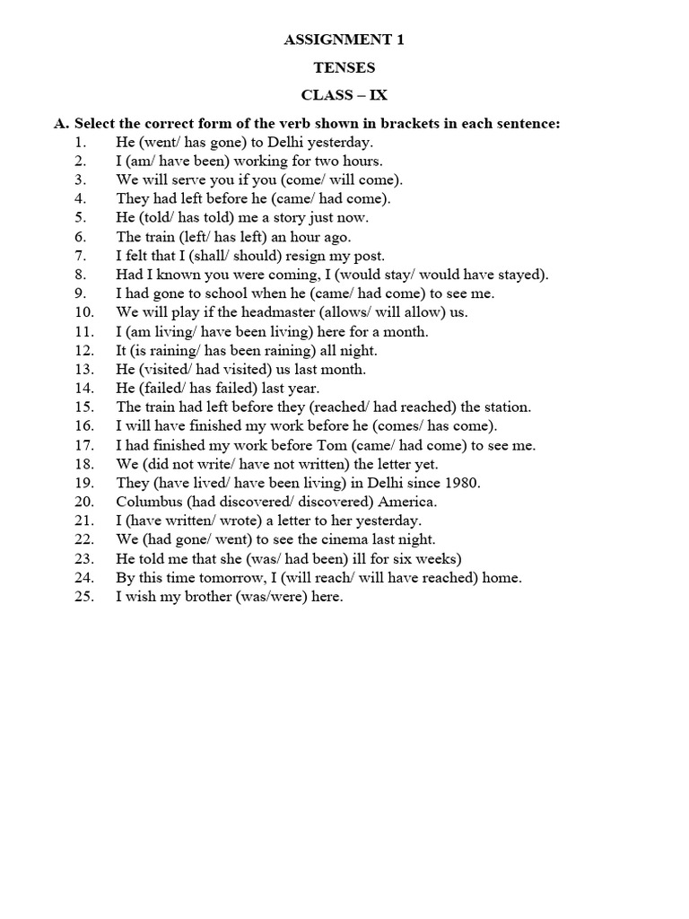 Assignment Tenses | PDF | Language Arts & Discipline | Art