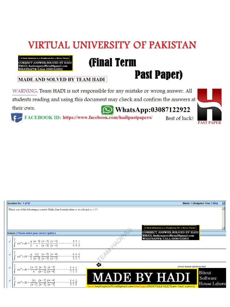 MTH301 Final Term File 5 Solved by Team Hadi | PDF