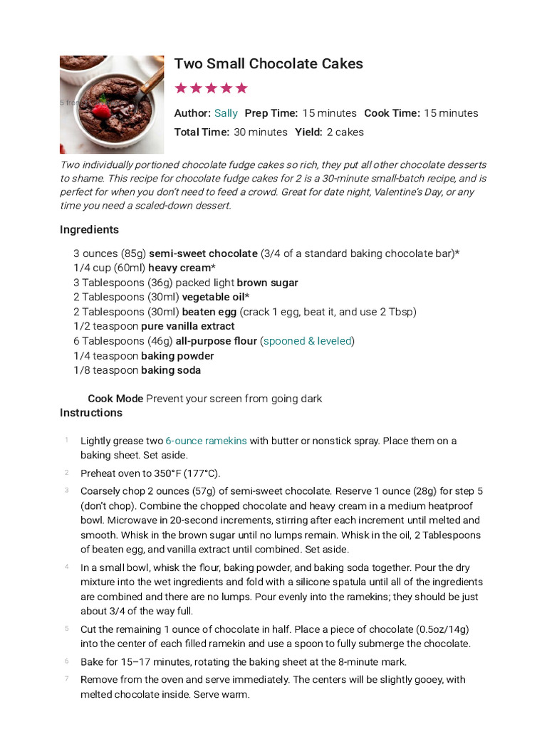 Chocolate Fudge Cakes | PDF | Cakes | Chocolate