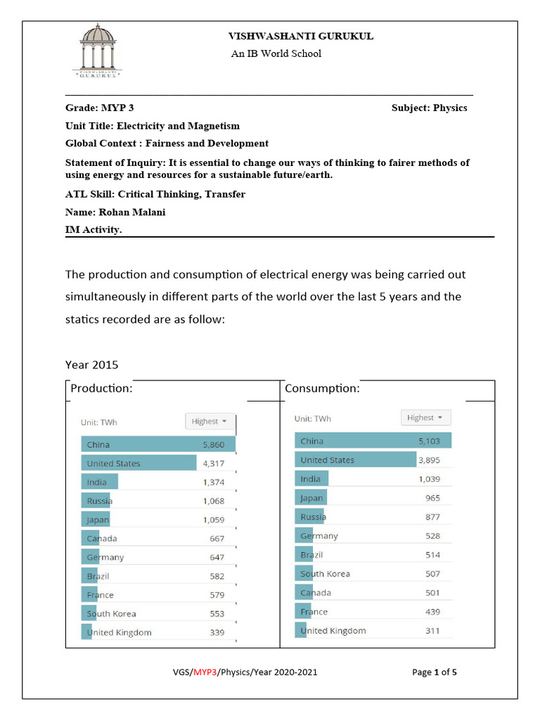 FA Unit1 MYP 3 Physics | PDF | Social Science