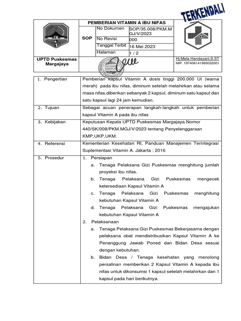 Sop Vitamin A Bufas | PDF