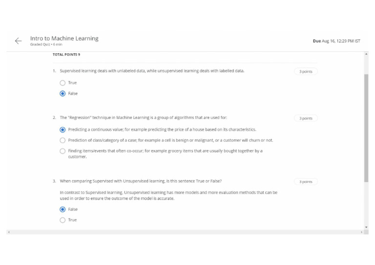 Quiz Intro To Machine Learning | PDF