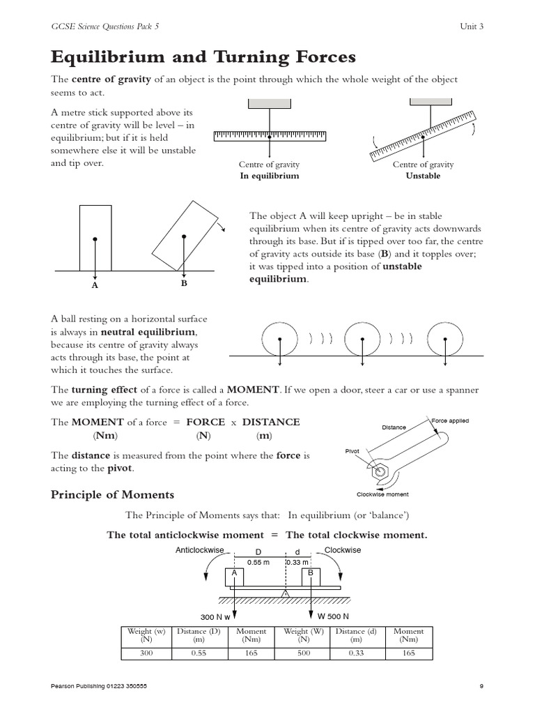 Equilibrium Turning Effect of Force Good | PDF | Weight | Force