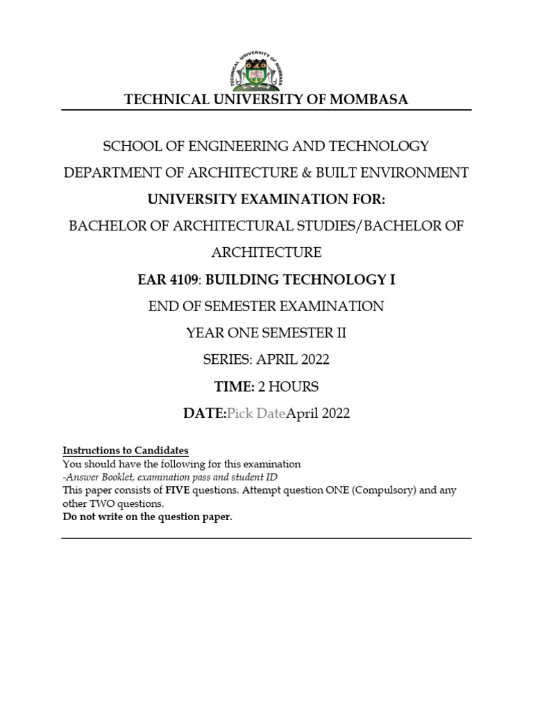 EAR 4109 Building Technology I | PDF