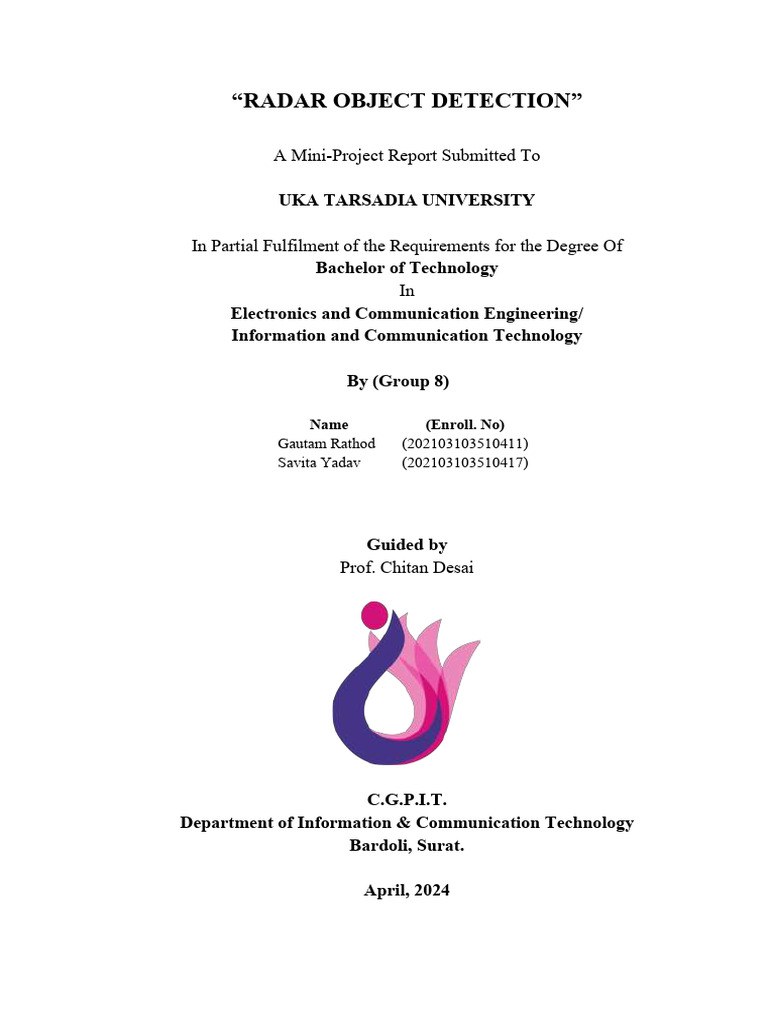 Radar Object Detection Report Final | PDF | Arduino | Servomechanism