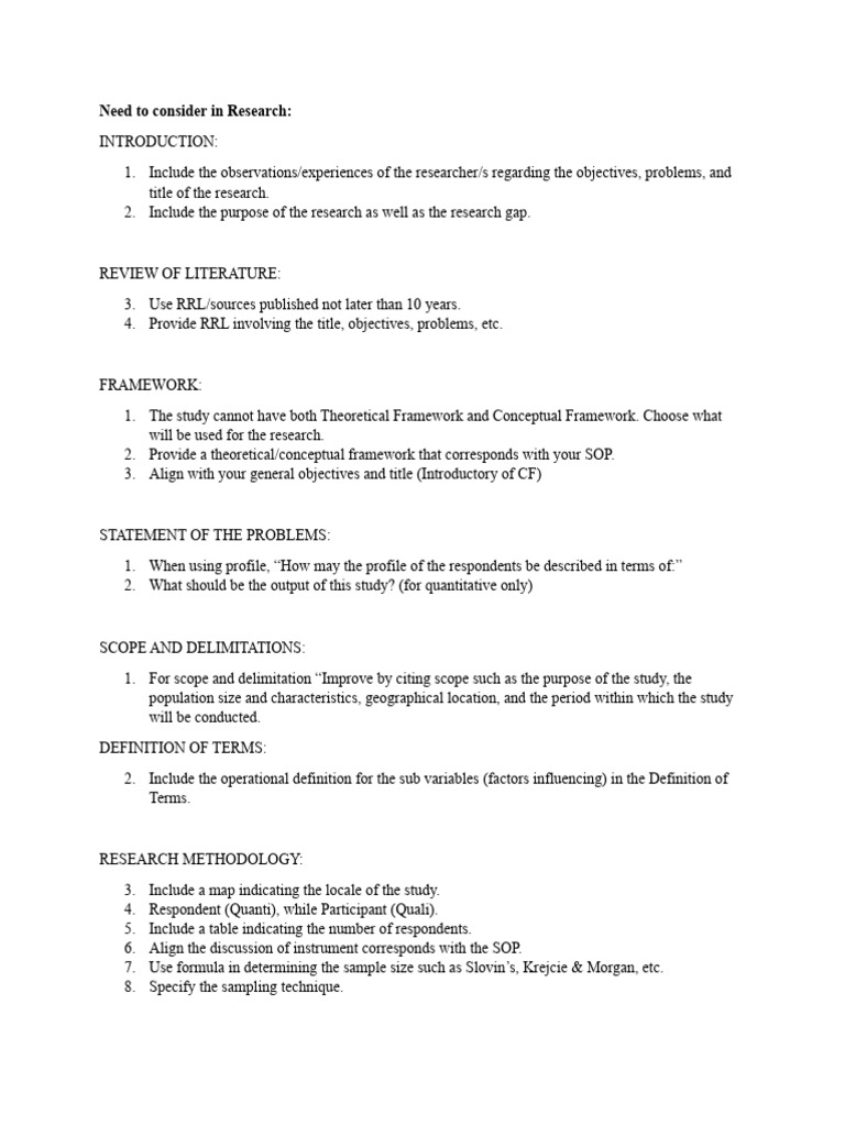 Need To Consider in Research (Panel Guide) | PDF | Scientific Method ...