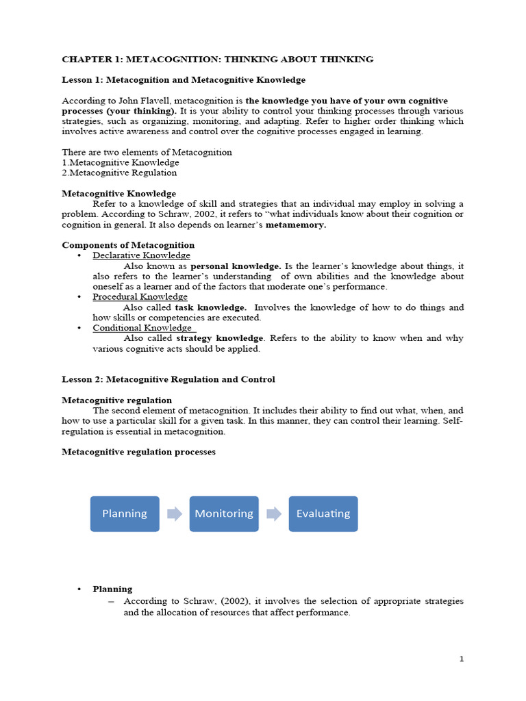 Metacognition Lecture | PDF | Metacognition | Learning
