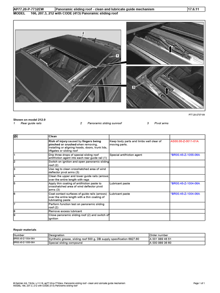 Clean & Lubricate Panoramic Roof Guide | PDF | Motor Vehicle