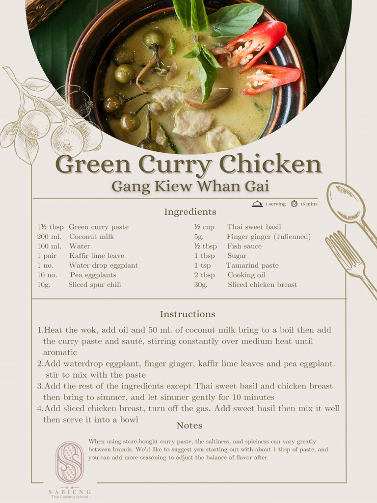 Sabieng Cooking Recipe 1 | PDF