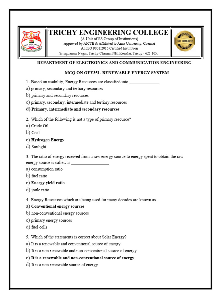 11 MCQ | PDF | Solar Energy | Energy Development