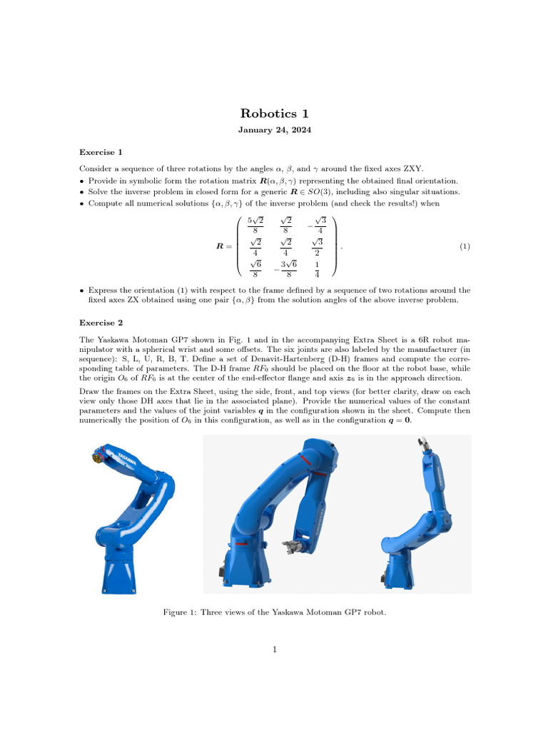 Robotics1 24.01.24 | PDF | Mathematical Physics | Euclidean Geometry