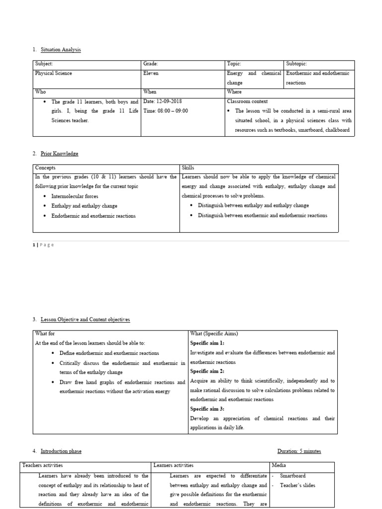 Physics Lesson Plan 4 | PDF | Learning | Enthalpy