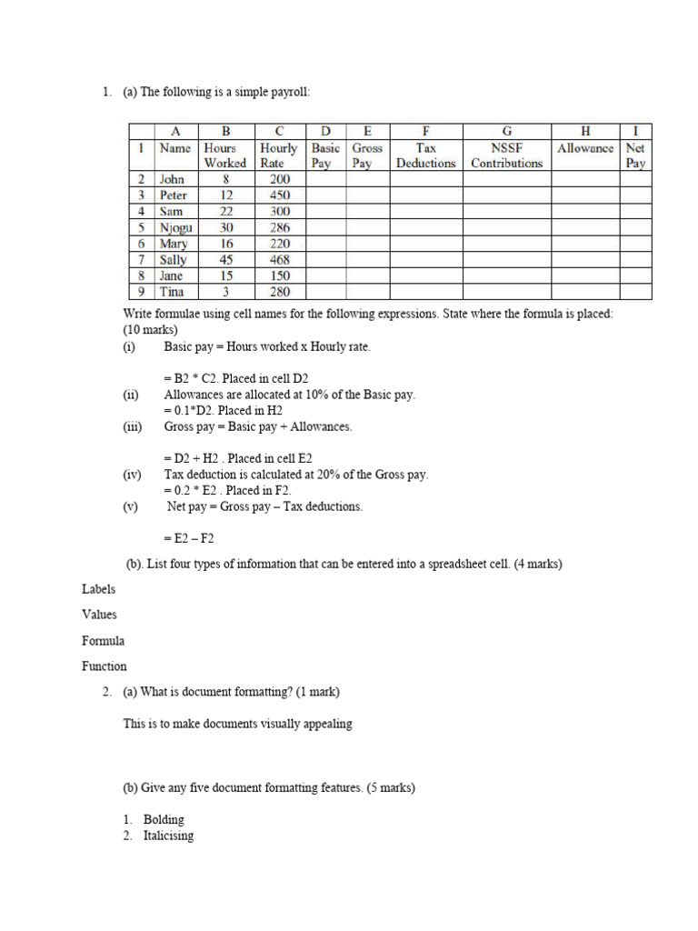 Computer Form Two Term Two Cat 1 - MD | PDF | Computer Science | Office ...