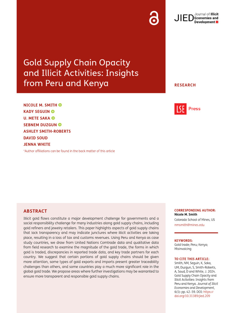 Gold Supply Chain Opacity and Illicit Activities Insights From Peru and ...