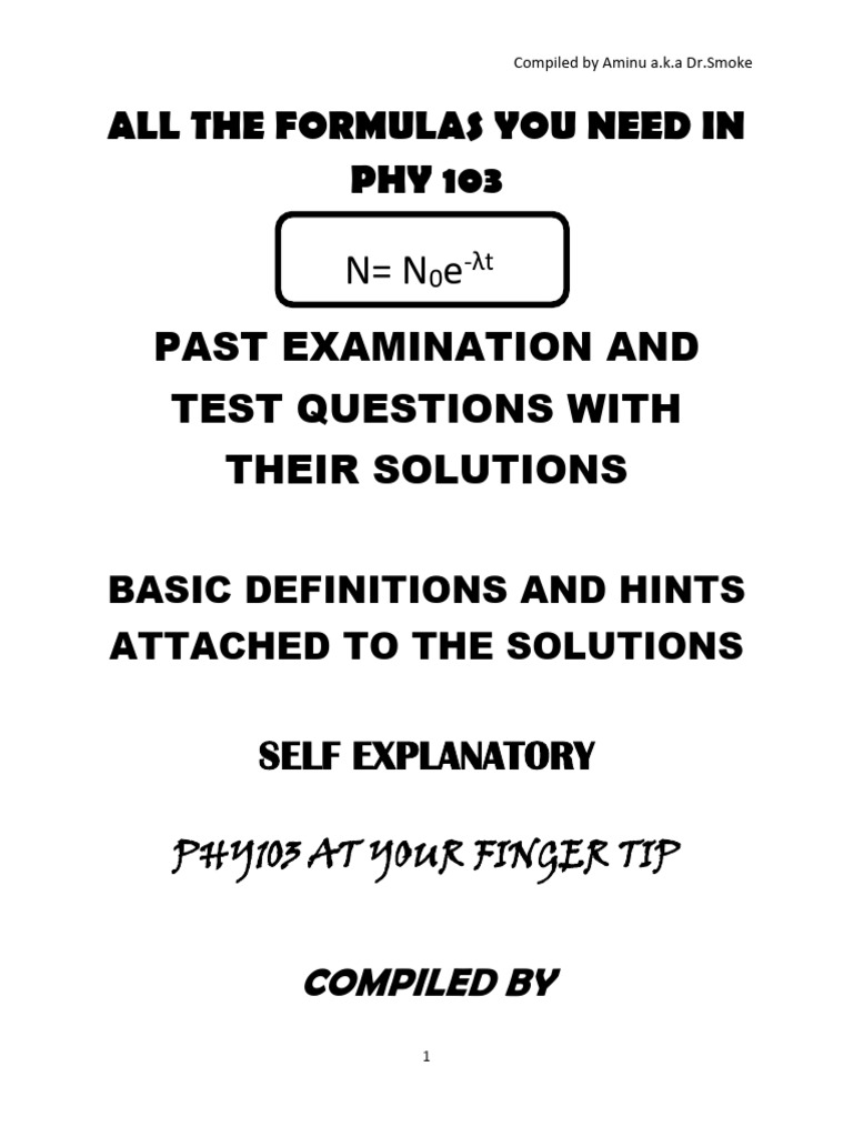 PHY 103 Exam Questions and Solutions | PDF | Waves | Photoelectric Effect
