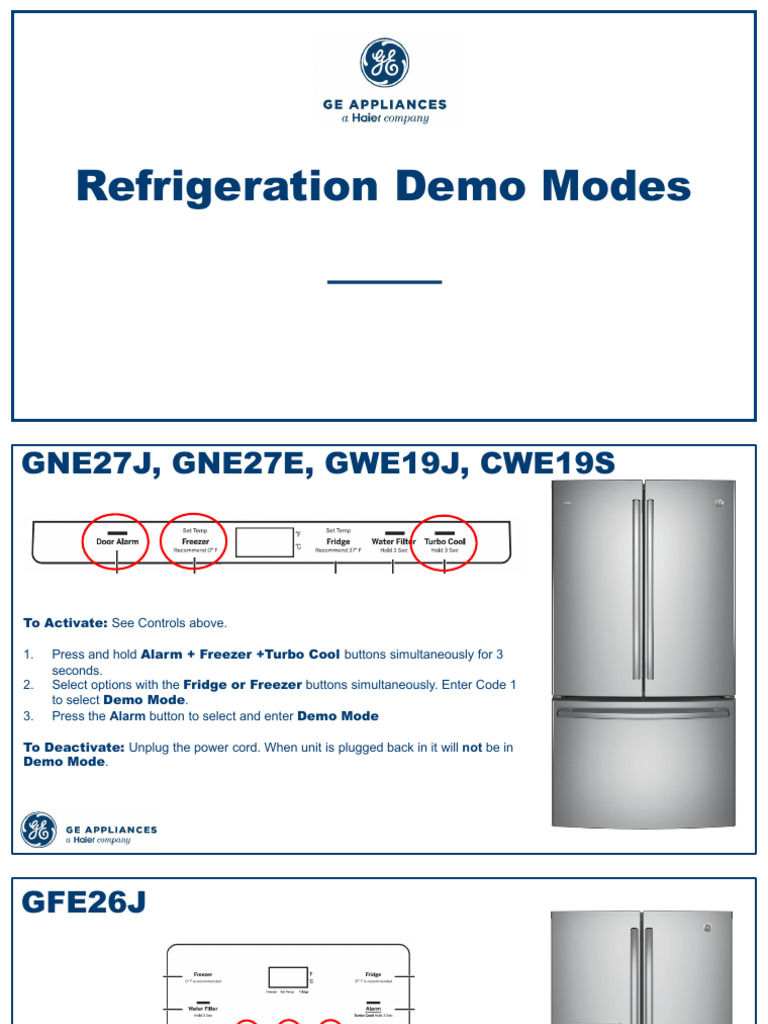 GE Refrig Demo Instructions | PDF | Refrigerator | System Software