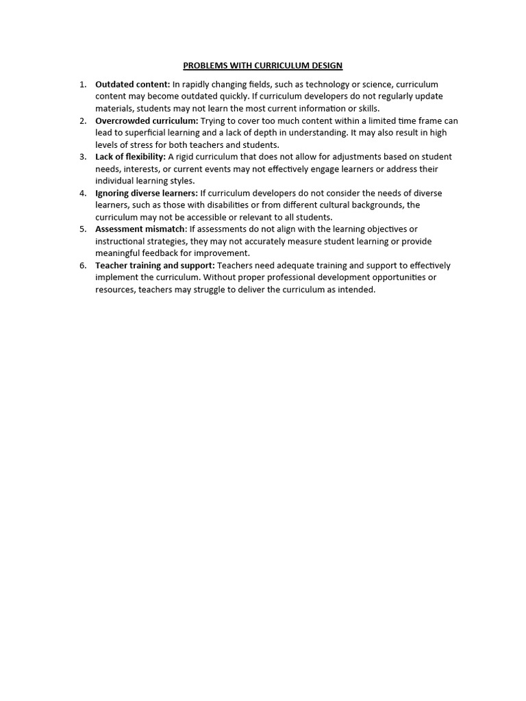 Barriers to Effective Curriculum Design | PDF