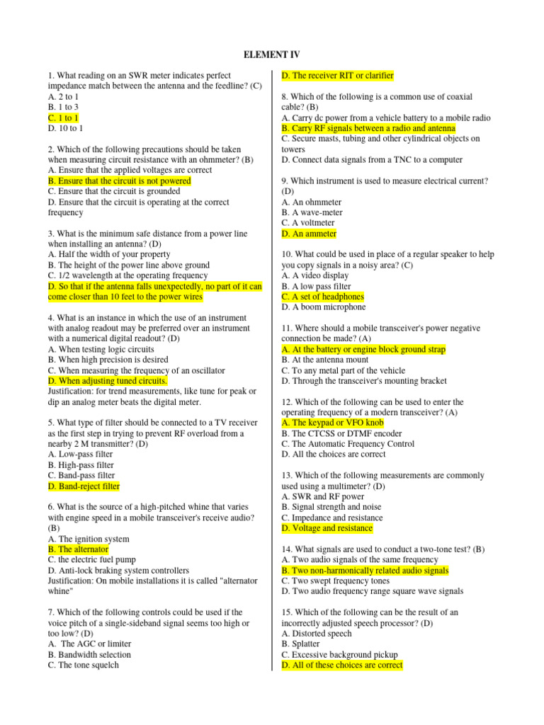 Class C ELEMENT IV - Pool With Highlights | PDF | Antenna (Radio ...