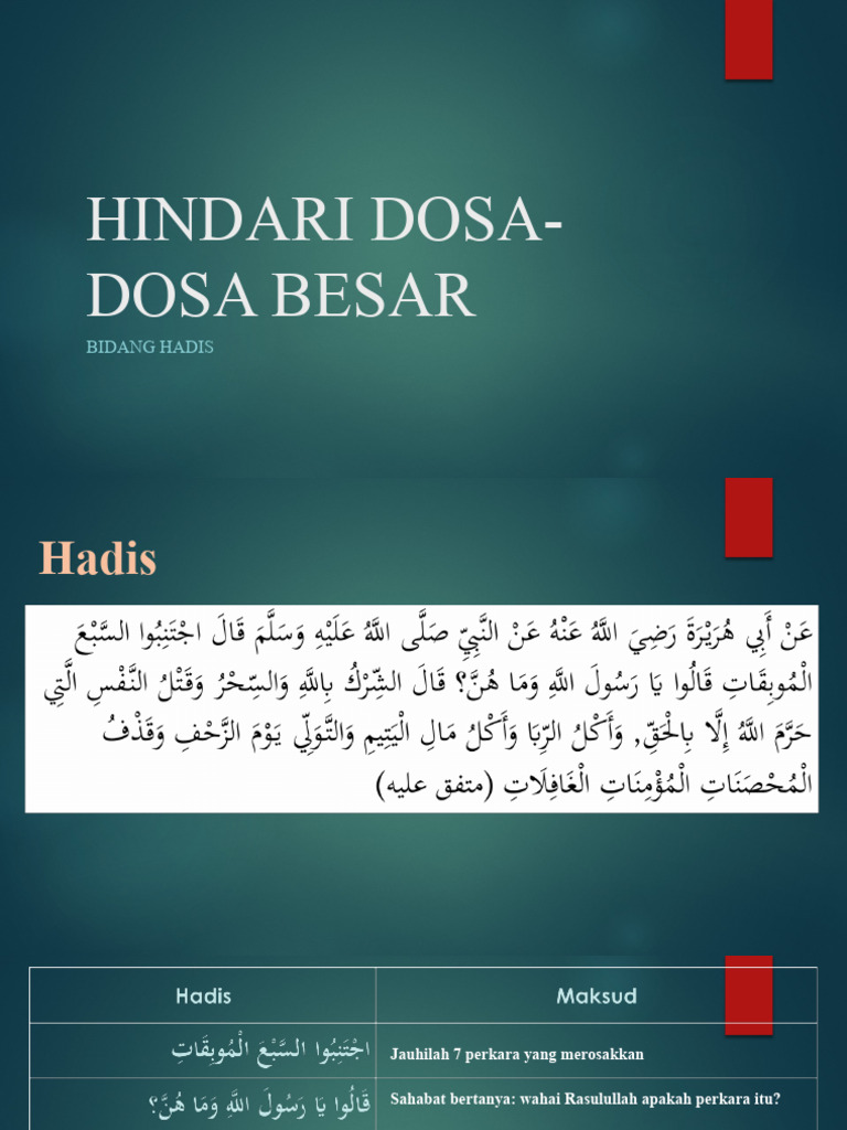 Pel 8 Hindari Dosa-Dosa Besar | PDF