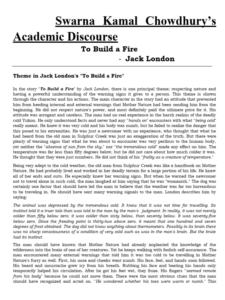 The Theme in Jack London's To Build A Fire | PDF
