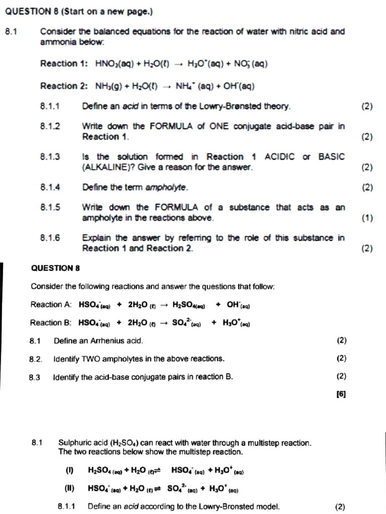 Acids and Bases Homework Grade 11 | PDF | Acid | Chemistry