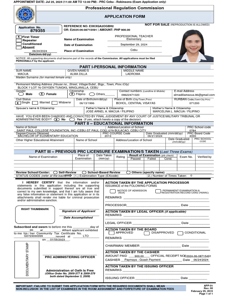 PRC Application Form | PDF | Justice | Crime & Violence