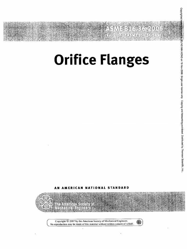 ASME B16.36-2006 Orifice Flamges | PDF