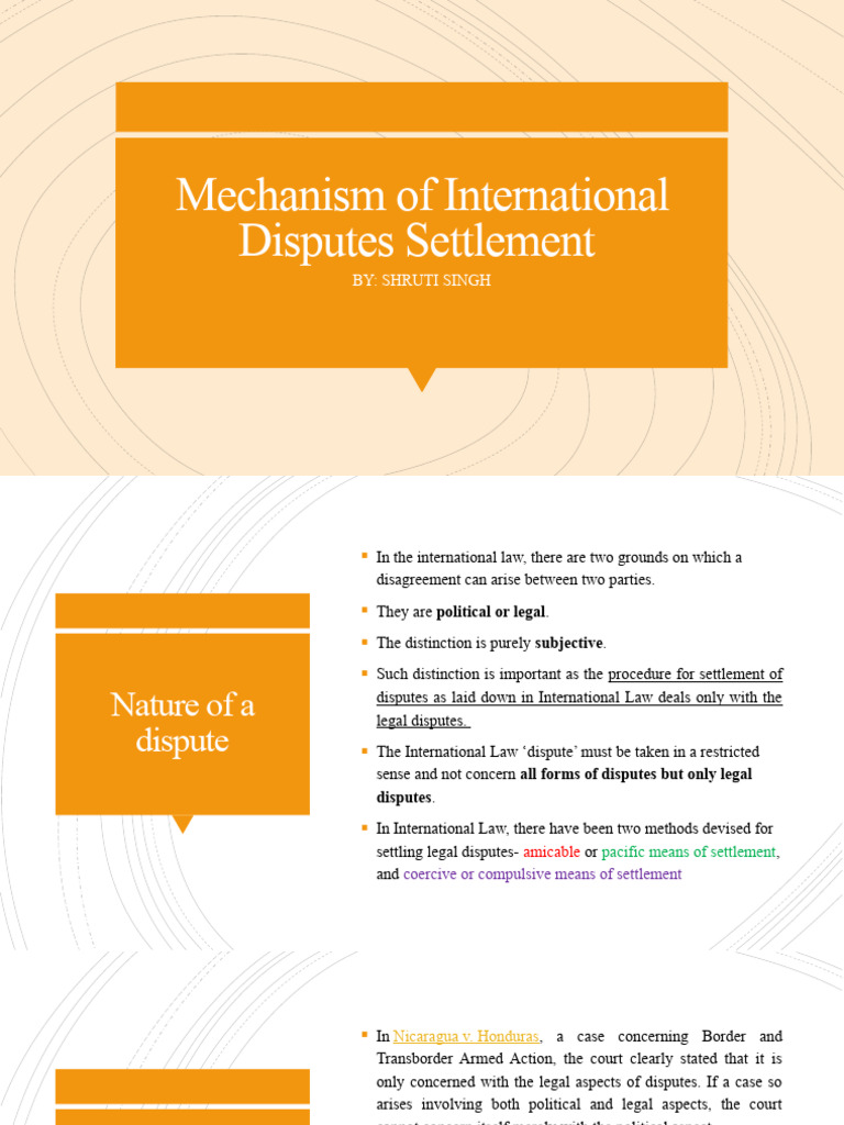 Mechanism of International Disputes Settlement | PDF | Arbitration ...