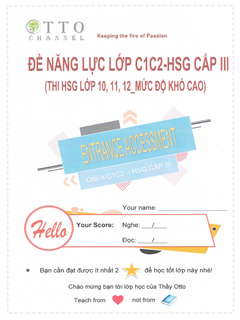 Đề Năng Lực Lớp C1C2 - HSG Cấp III | PDF