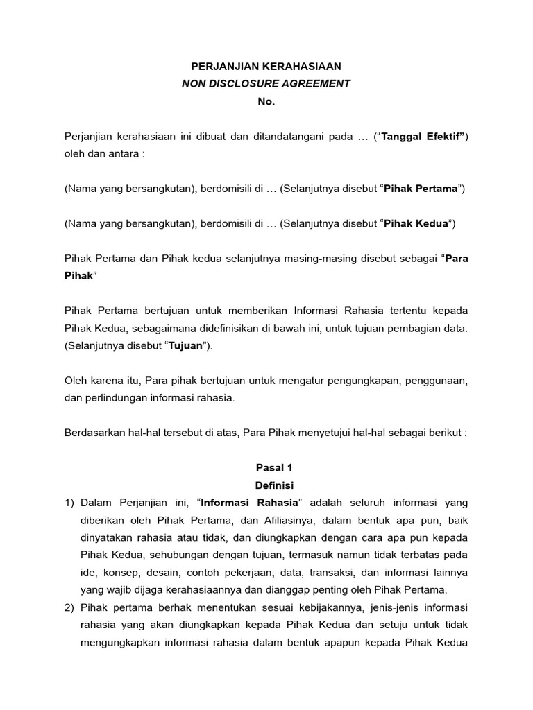Draft Non Disclosure Agreement | PDF