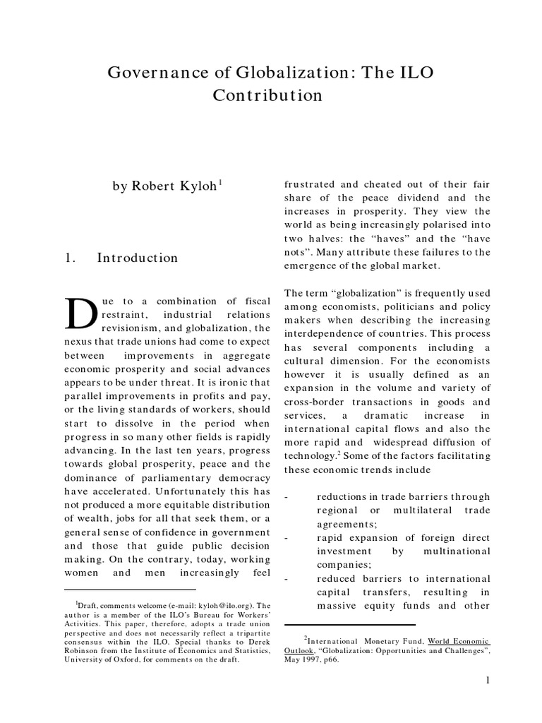 ILO's Role in Globalization Governance | PDF | Globalization ...