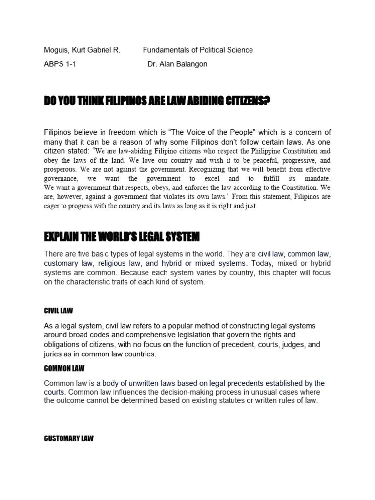 Global Legal Systems Overview | PDF | Common Law | Religious Law