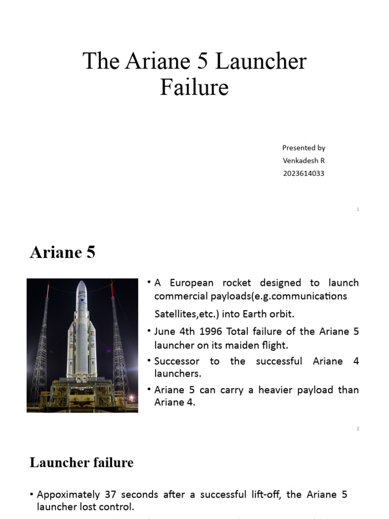 The Ariane 5 Launcher FailureJune 4th 1996 | PDF | Launch Vehicle ...