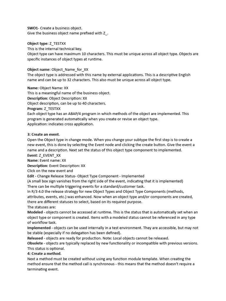 SWO1 | PDF | Method (Computer Programming) | Object (Computer Science)