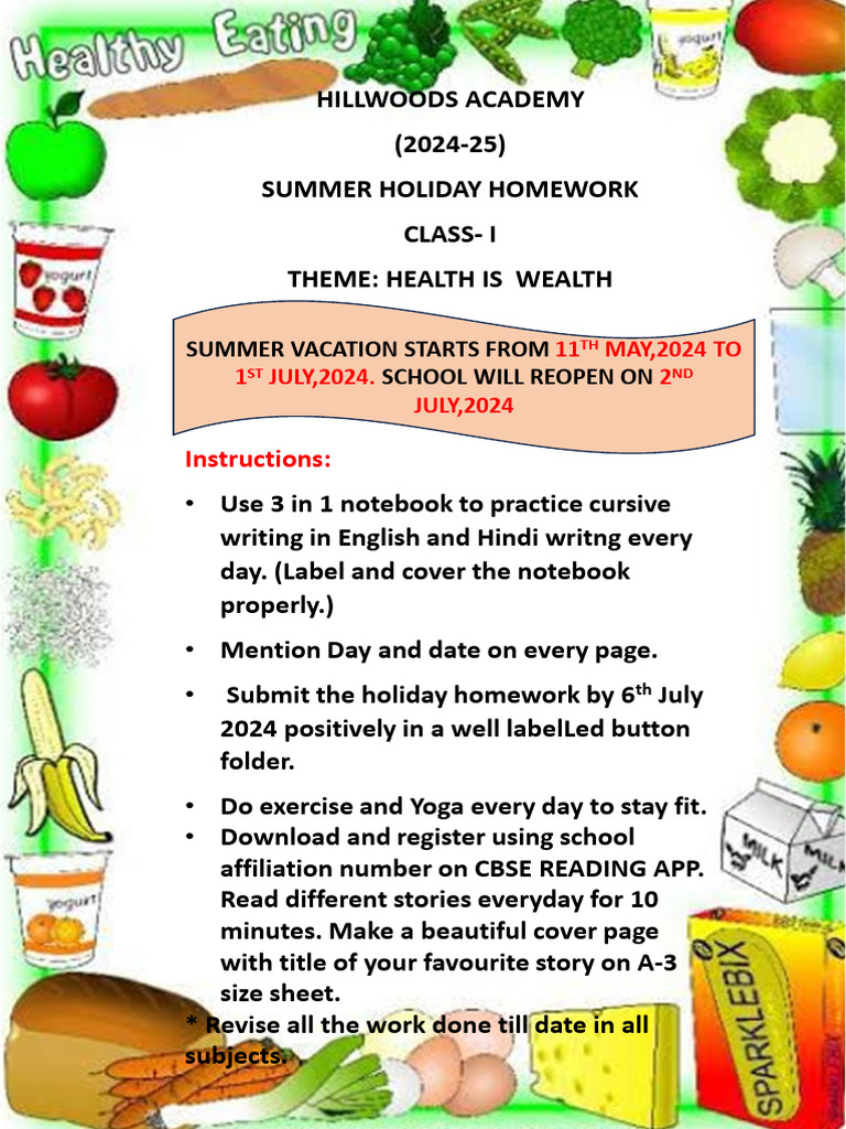 Class 1 HHW (2024-25) | PDF