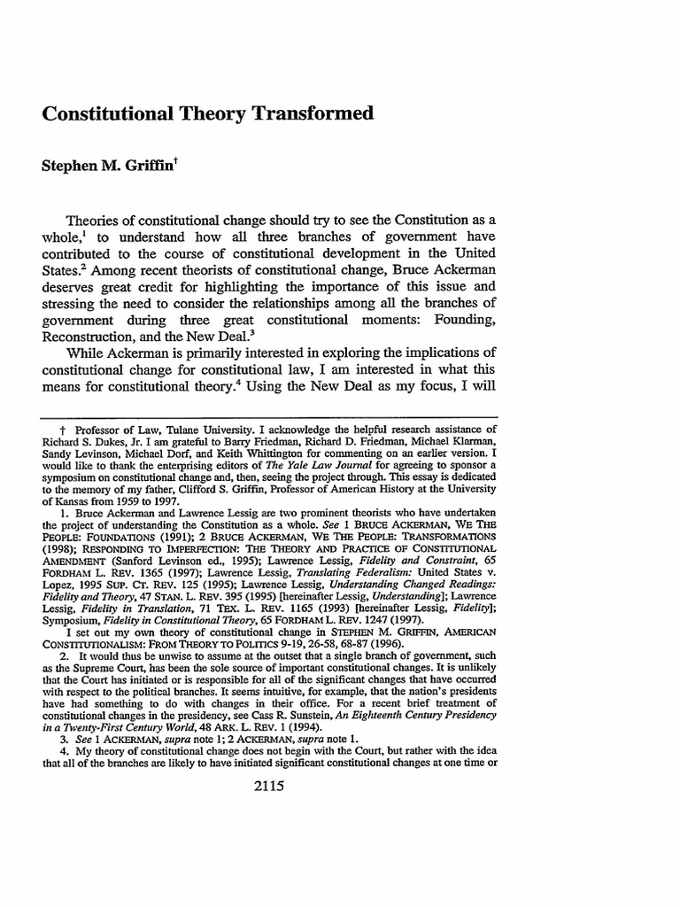 Constitutional Theory Transformed Pdf Commerce Clause John Marshall