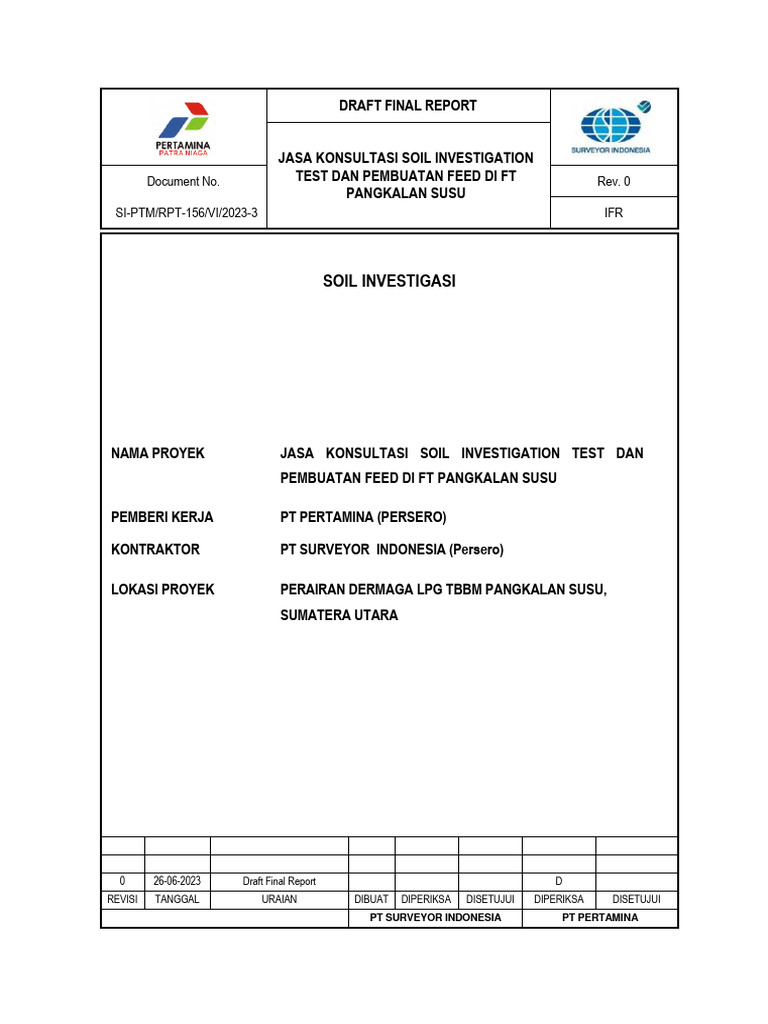 Laporan Soil Investigation Pangkalan Susu | PDF