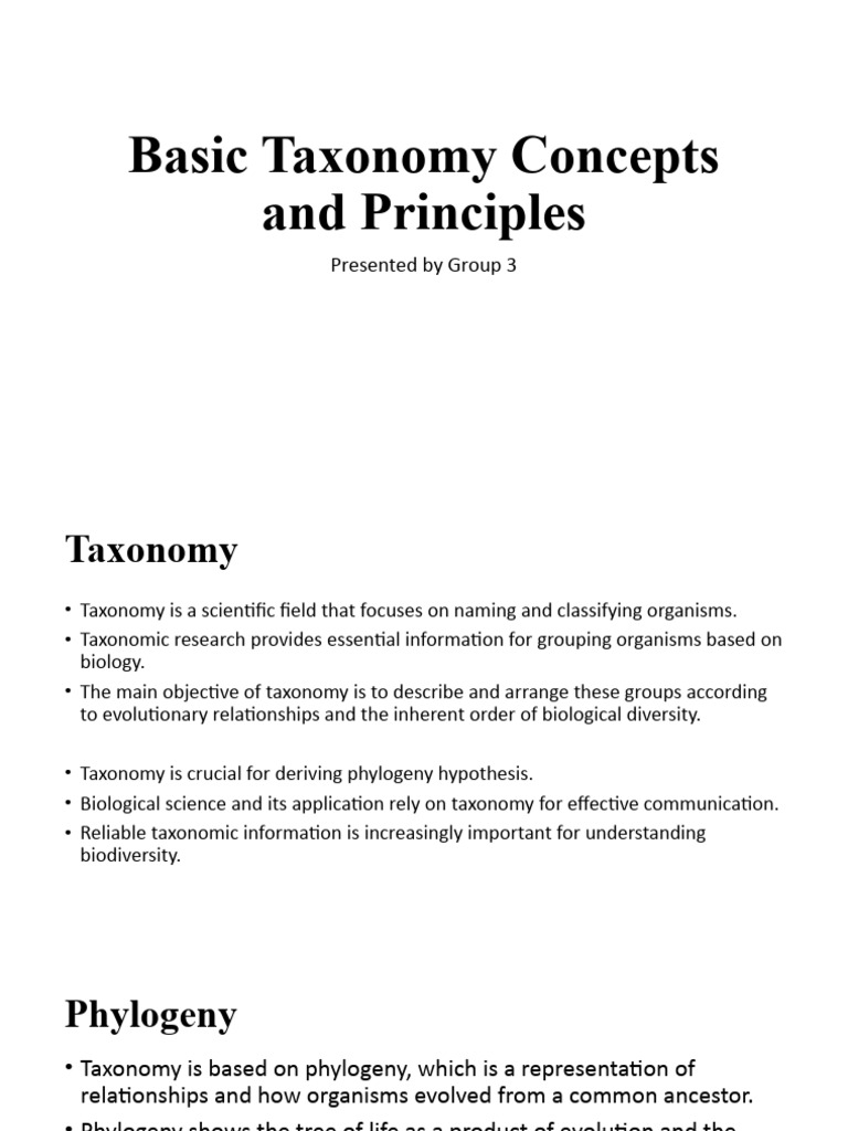 Basic Taxonomy Concepts and Principles | PDF | Taxonomy (Biology) | Phylogenetic Tree