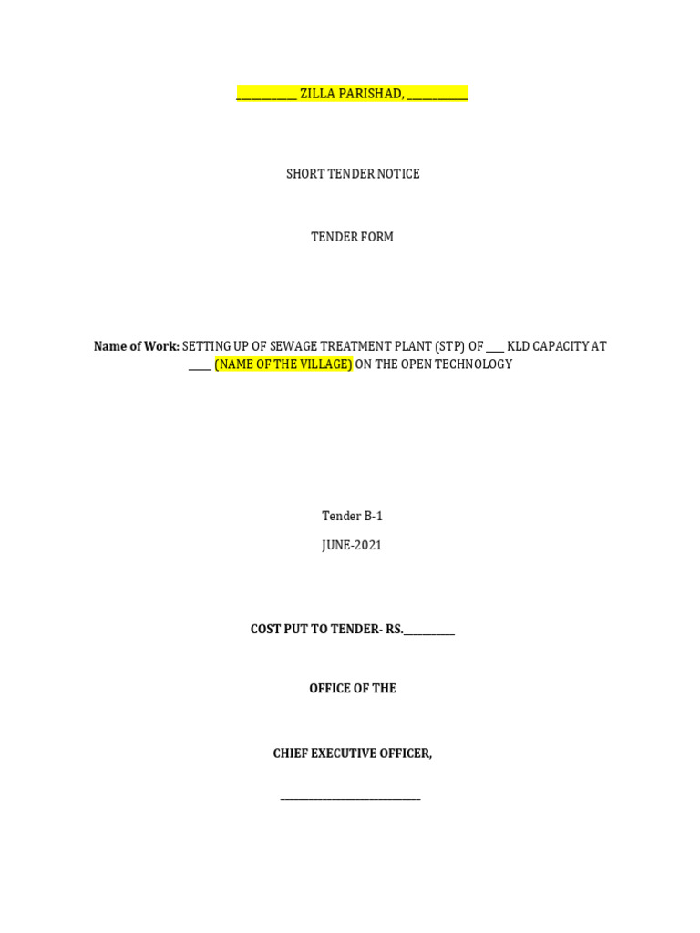 STP Tender Document | PDF | Specification (Technical Standard) | Employment