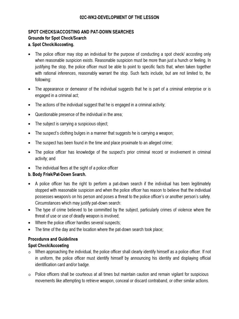 Lea 4 Week 2 | PDF | Reasonable Suspicion | Law Enforcement