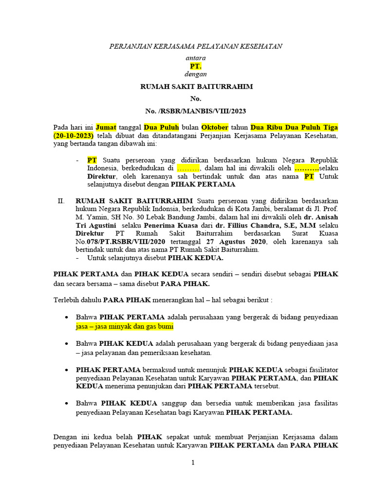 Draf PKS Perusahaan | PDF | Pengelolaan Keuangan & Uang