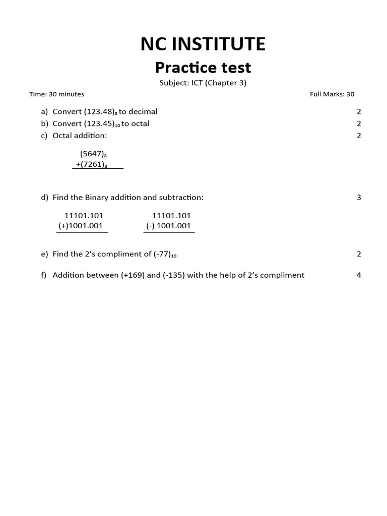 ICT Practice Test | PDF